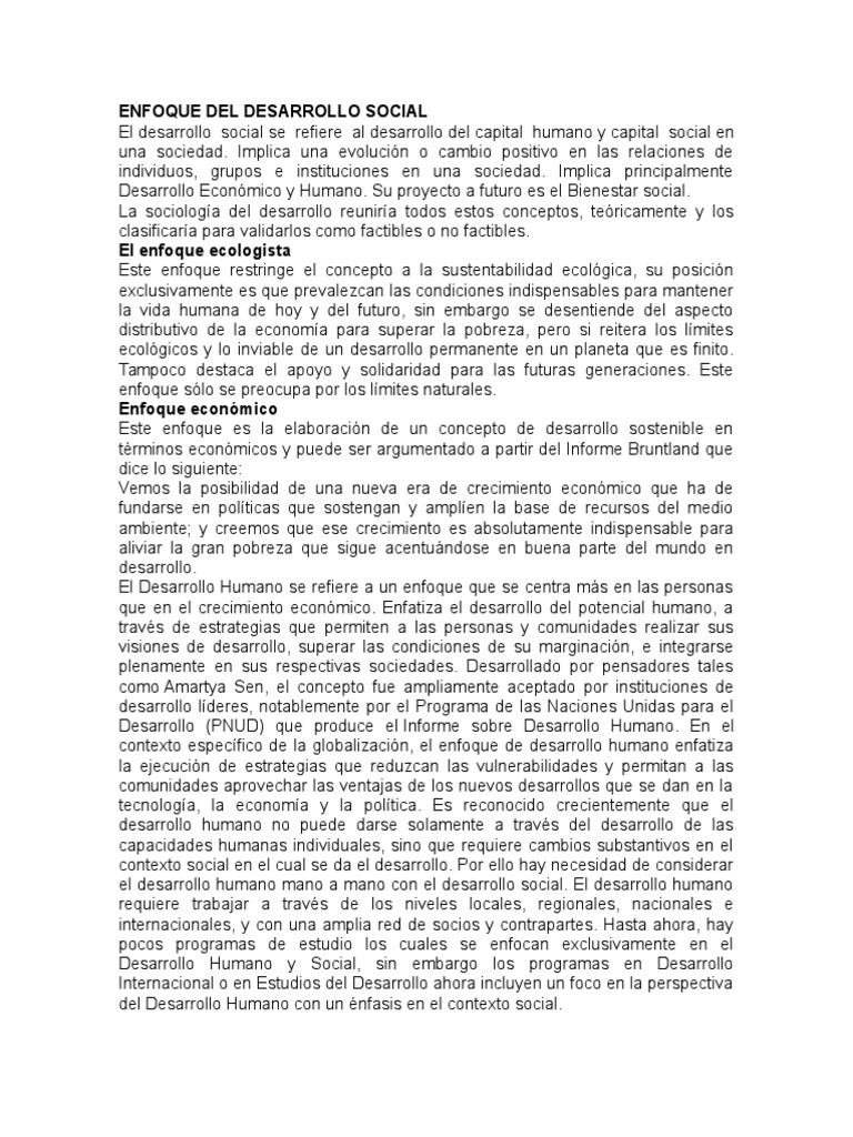 Enfoques del Desarrollo Social y Humano | PDF | Guatemala | Sociedad