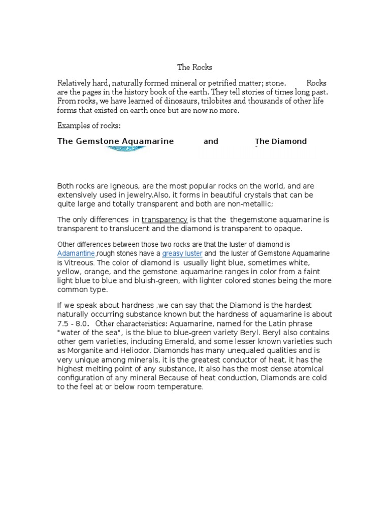 The Gemstone Aquamarine: Adamantine Greasy Luster | PDF | Gemstone ...