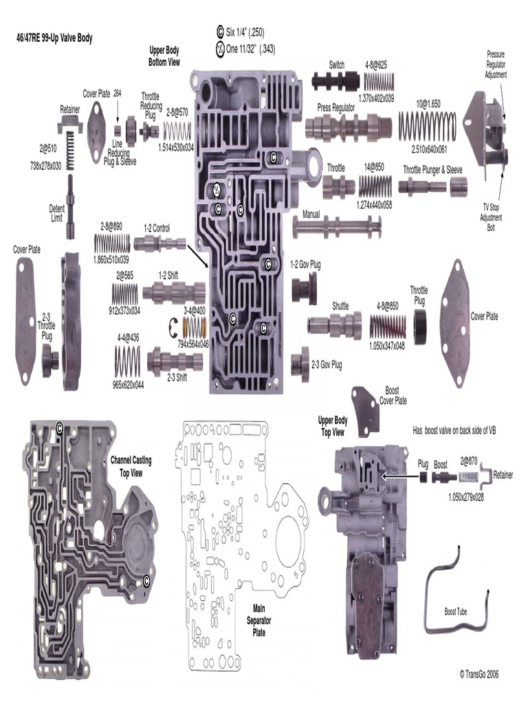 46/47RE 99-Up Valve Body: Upper Body Bottom View | PDF