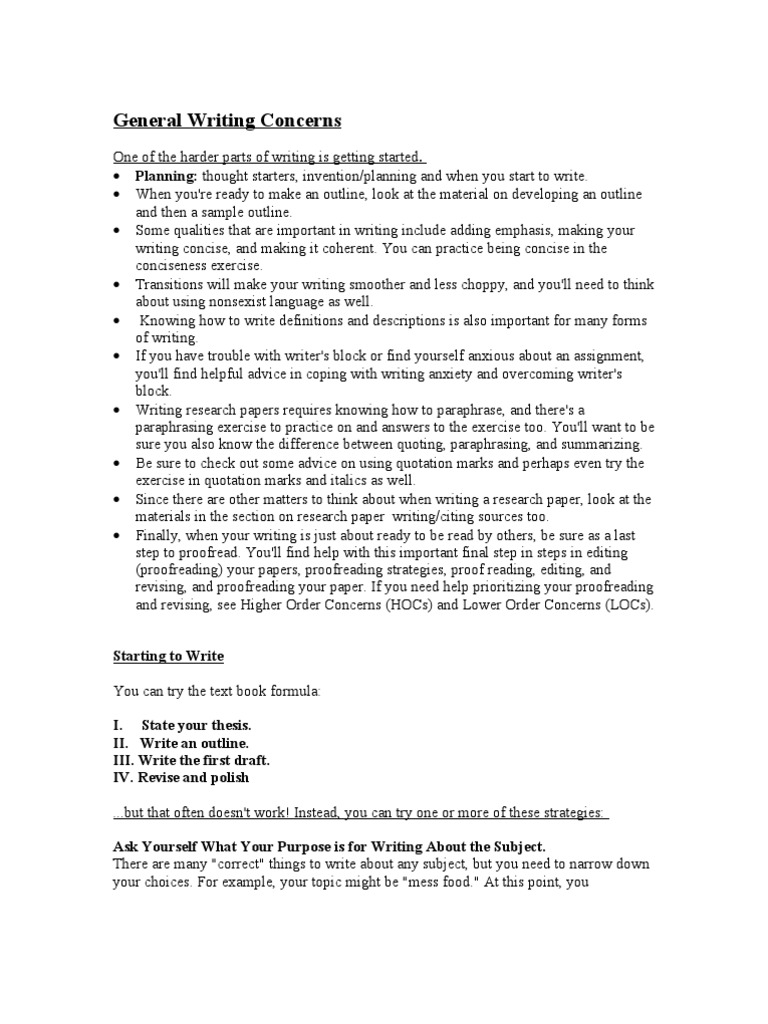General Writing Concerns | PDF | Sentence (Linguistics) | Grammatical ...