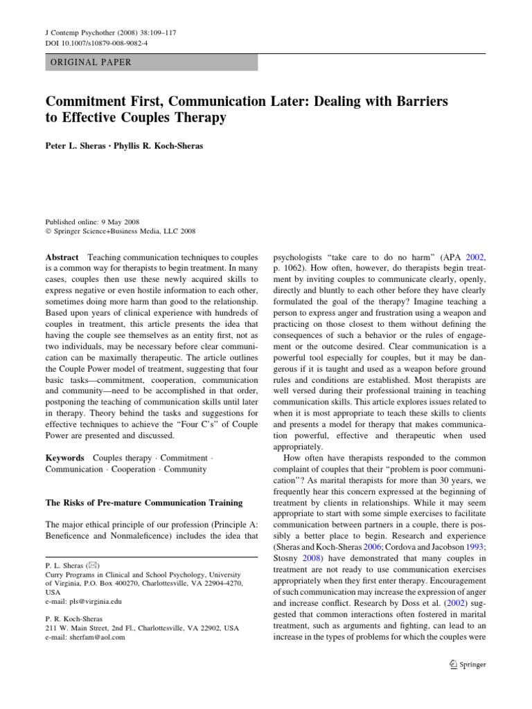 Commitment First, Communication Later - Dealing With Barriers To ...