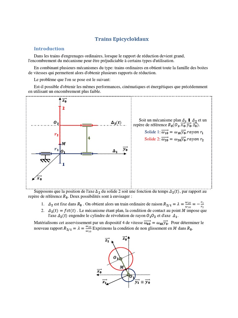Trains Épicycloïdaux et Formule de Willis | PDF | Transmission ...