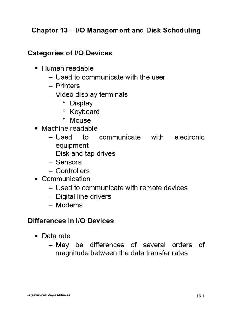 I/O Management and Disk Scheduling | PDF | Input/Output | Disk Storage