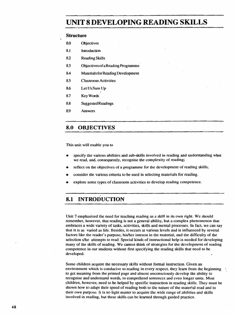 Developing Reading Skills Overview | PDF | Reading (Process) | Reading ...