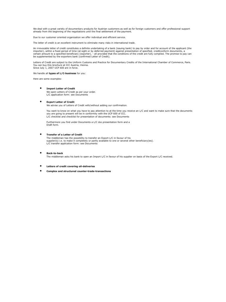 Import Letter of Credit | PDF