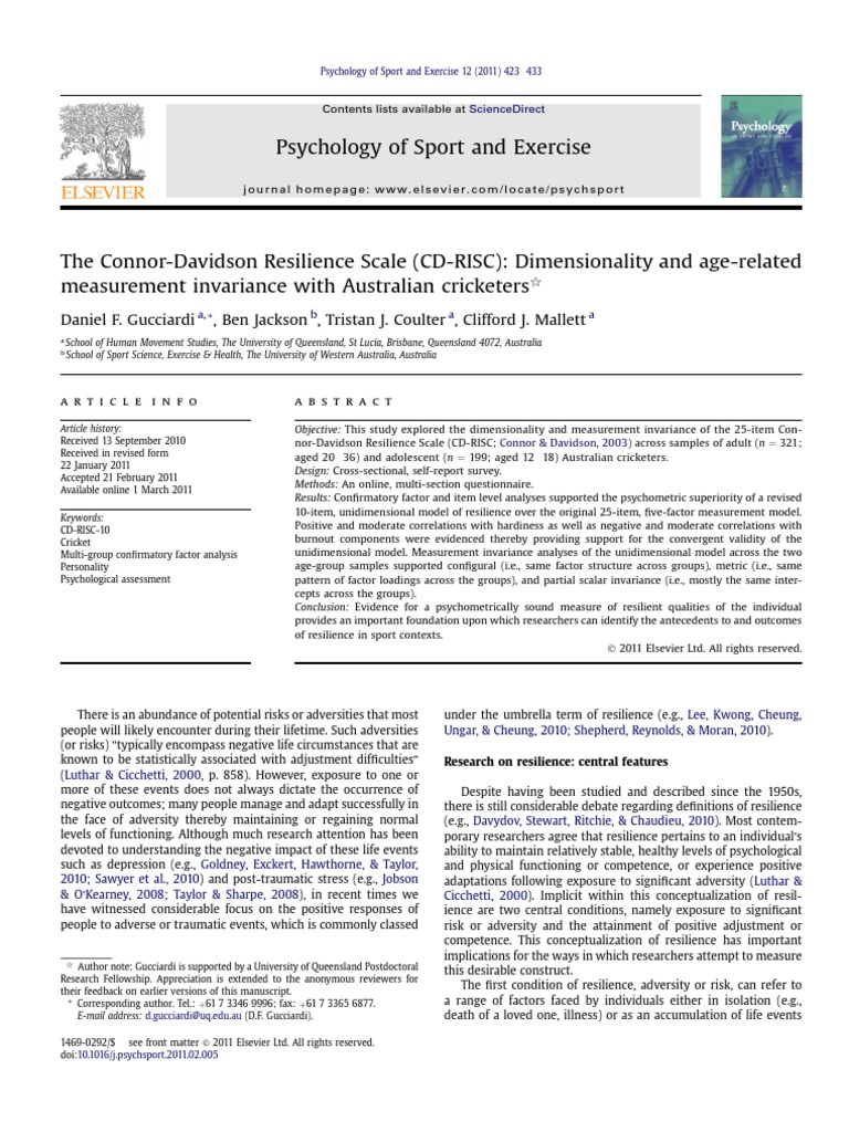 The Connor-Davidson Resilience Scale (CD-RISC). Dimensionality and Age ...