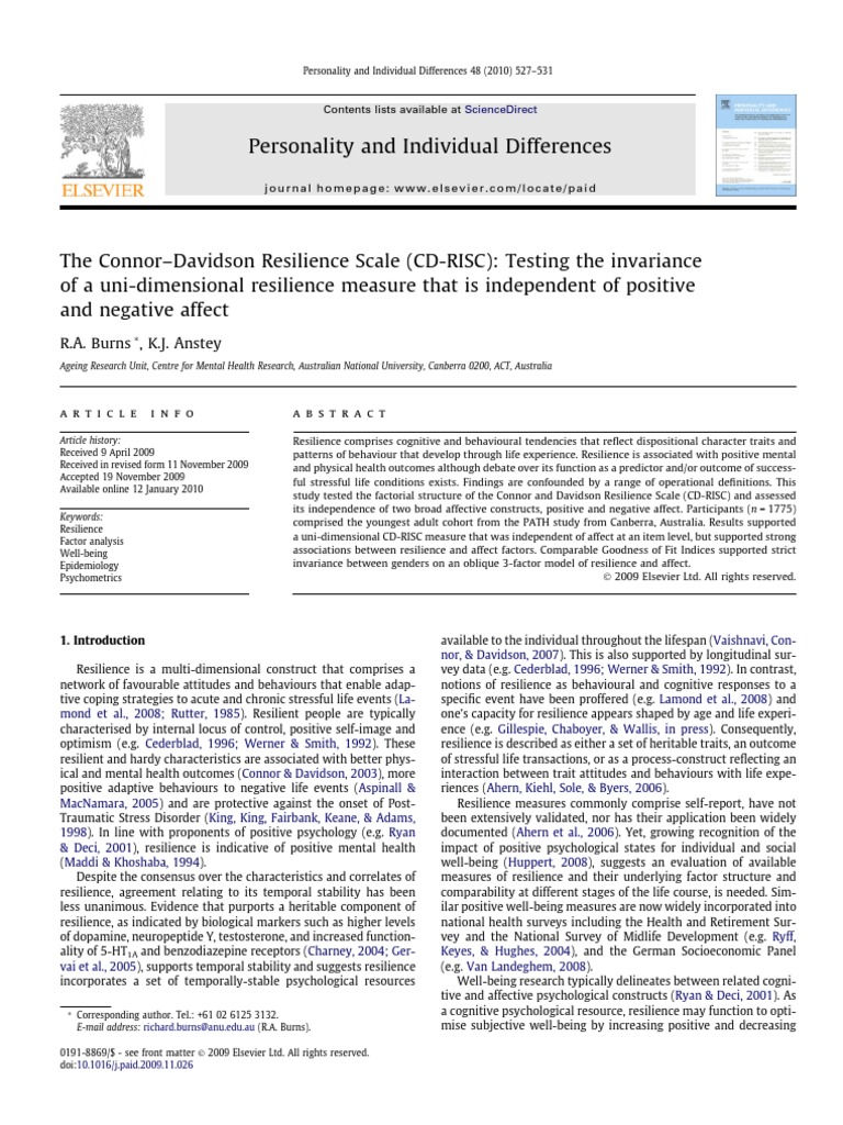 Validating the Connor-Davidson Resilience Scale | PDF | Psychological ...