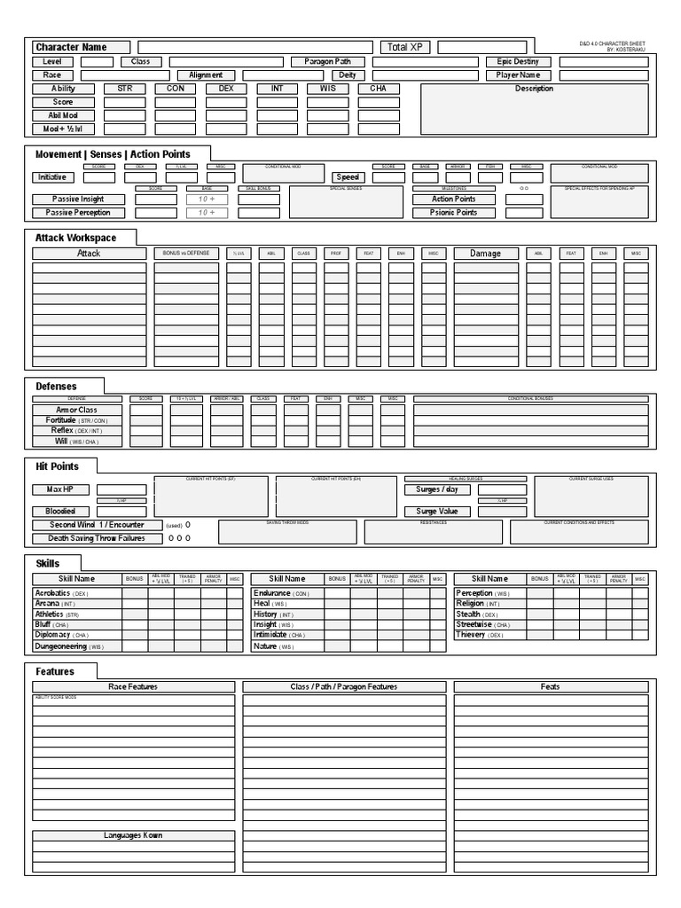 DD4 Character Sheet | PDF