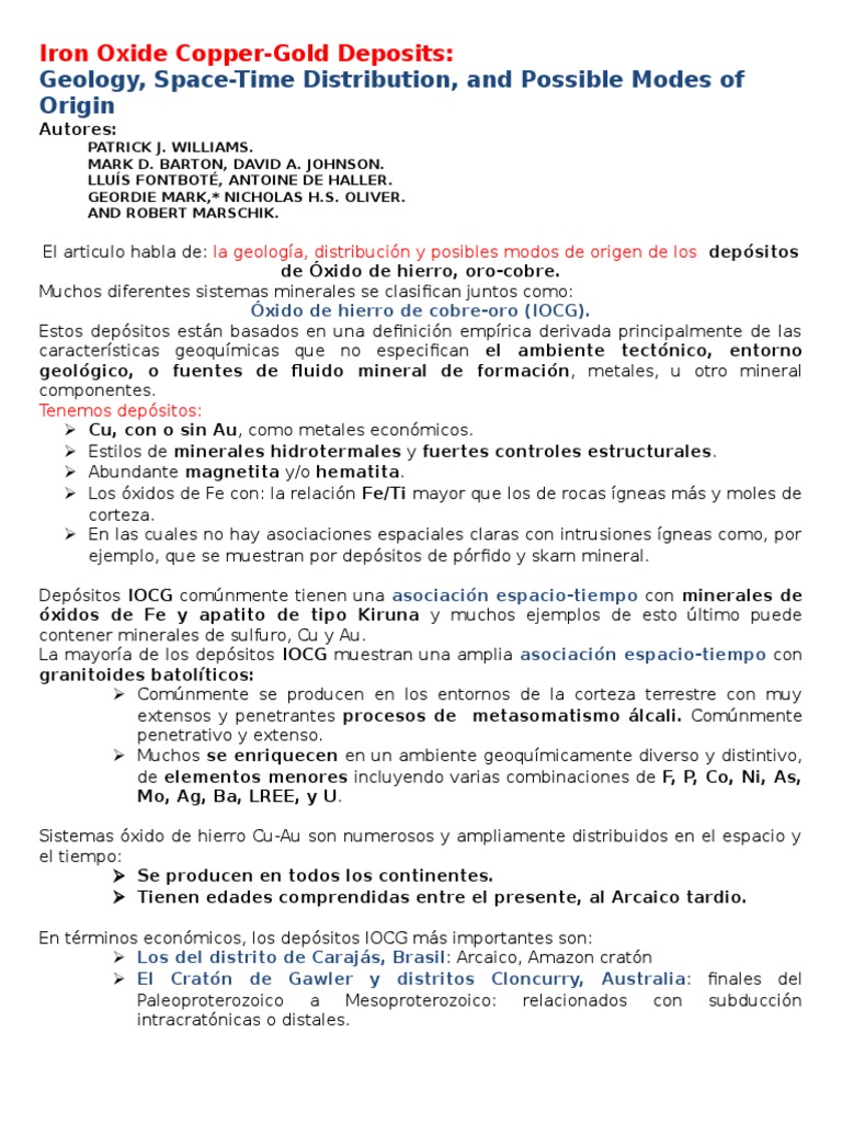 Yacimientos IOCG | PDF | Minerales | Hierro