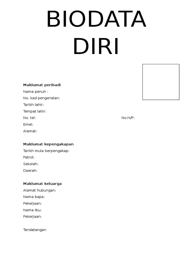 Biodata Diri | PDF