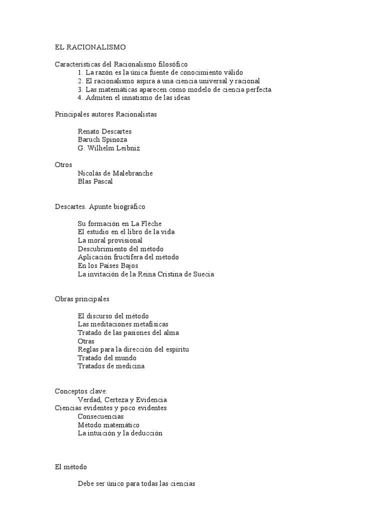 Racional Descartes PDF | PDF | Racionalismo | Método científico