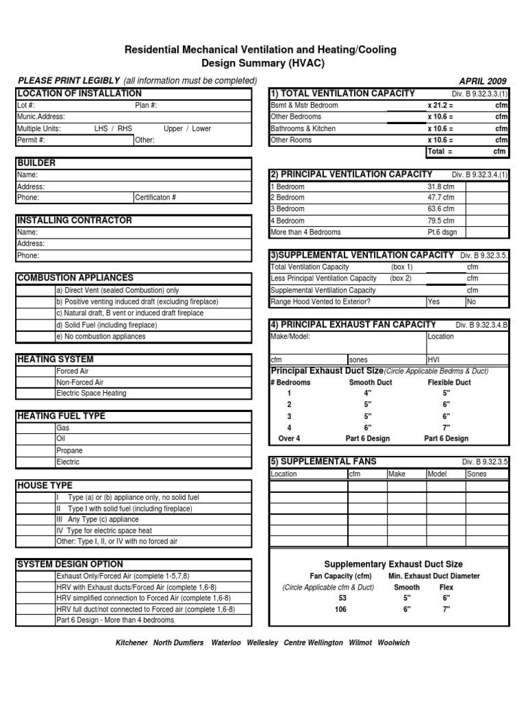 HVAC Ventilation Design Summary Guide | PDF | Technology & Engineering
