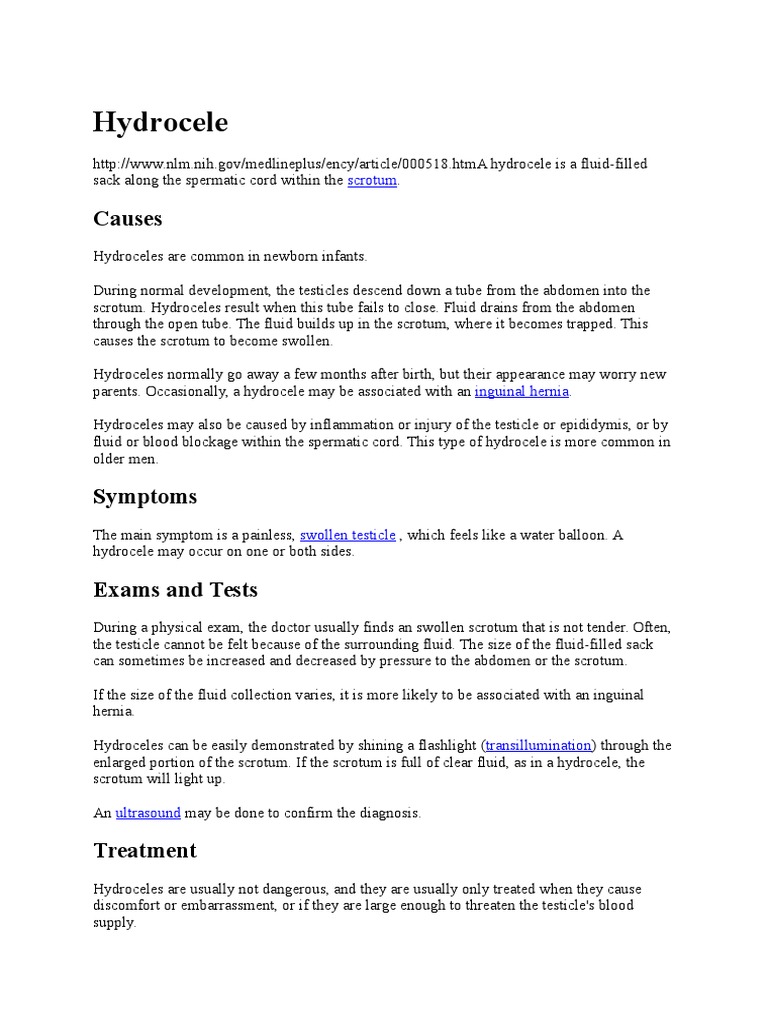 Hydrocele | Surgery | Health Sciences | Free 30-day Trial | Scribd