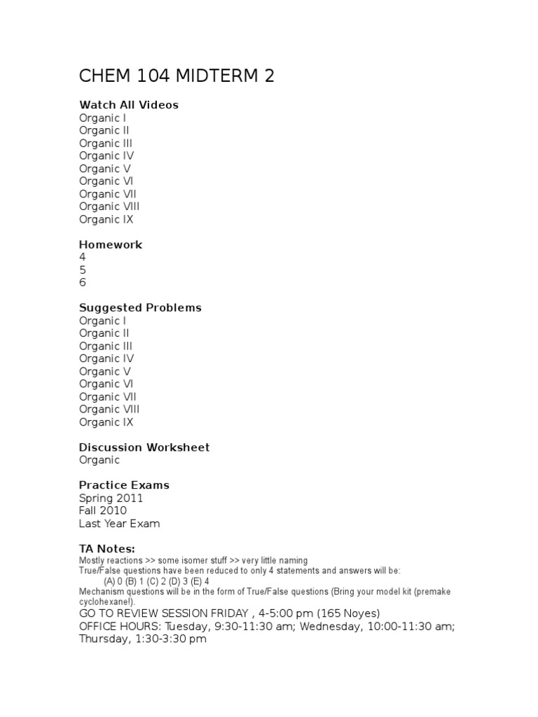 Chem 104 Midterm 2: Watch All Videos | PDF | Science & Mathematics