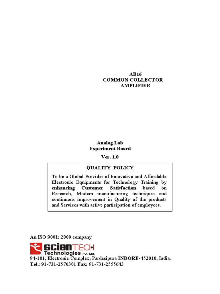 Common Collector Amplifier Overview | PDF | Amplifier | Electrical ...