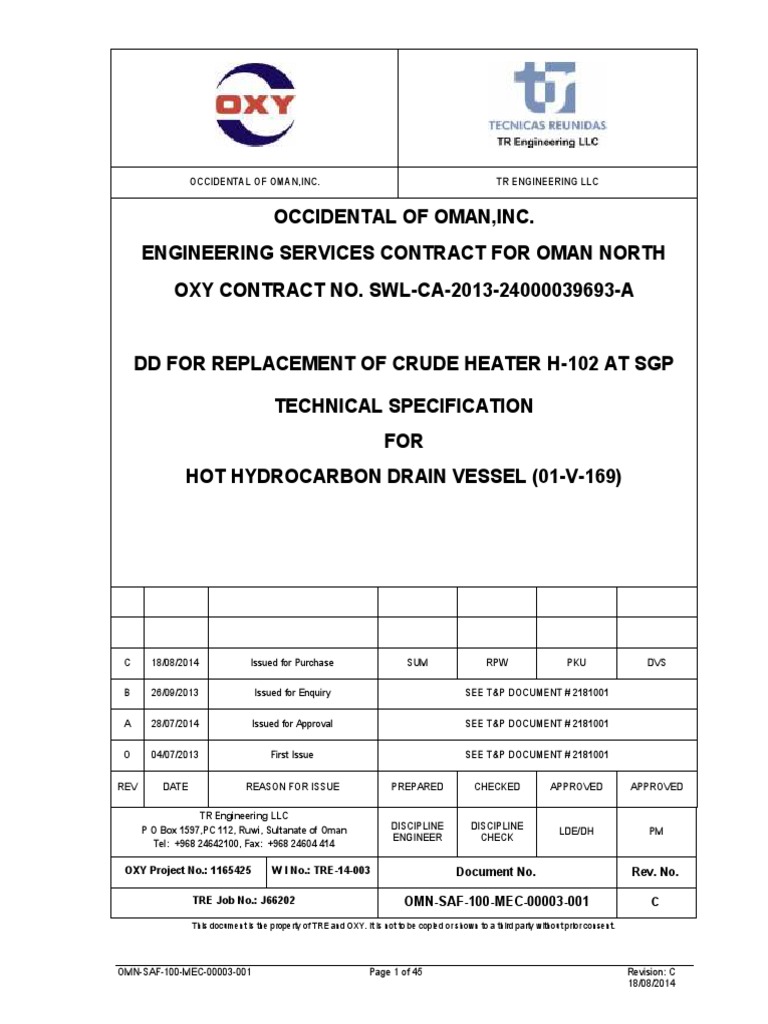 Occidental of Oman, Inc. Engineering Services Contract For Oman North ...