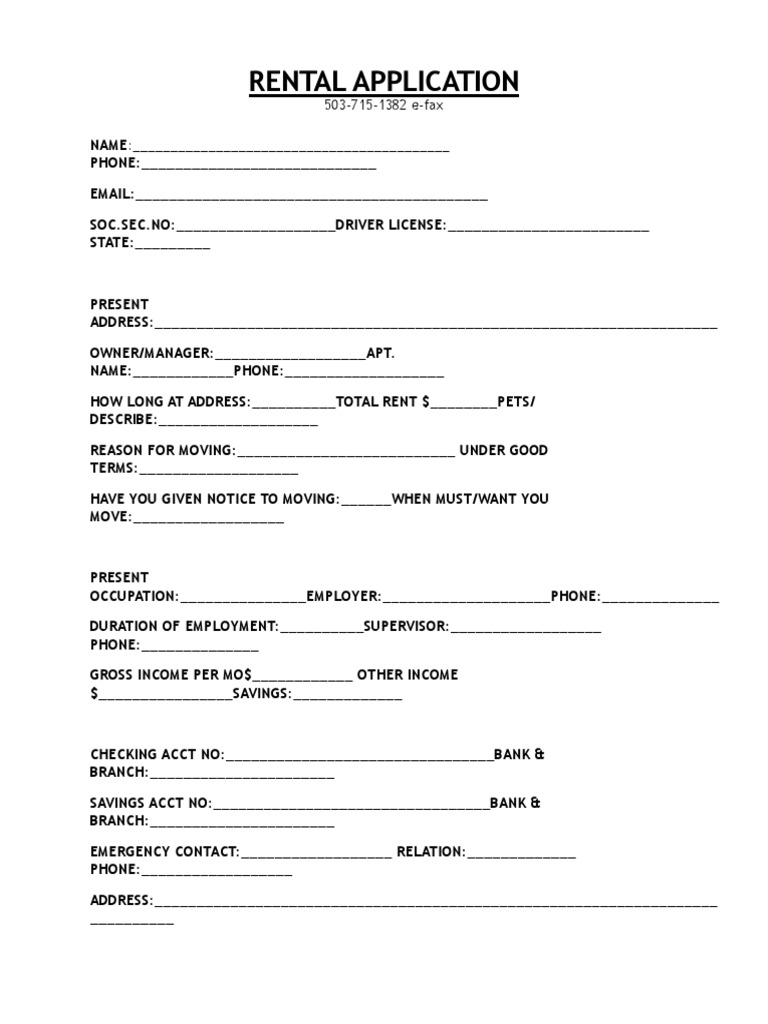 Rental Application Form Template | PDF
