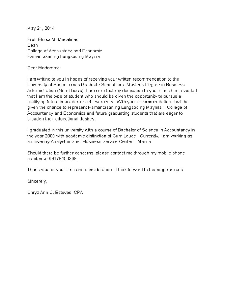 Recommendation Letter | PDF | Graduate School | Postgraduate Education