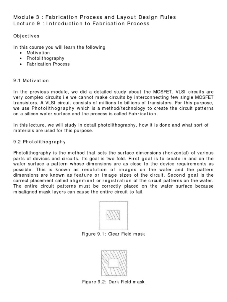 Introduction To Fabrication Process | PDF