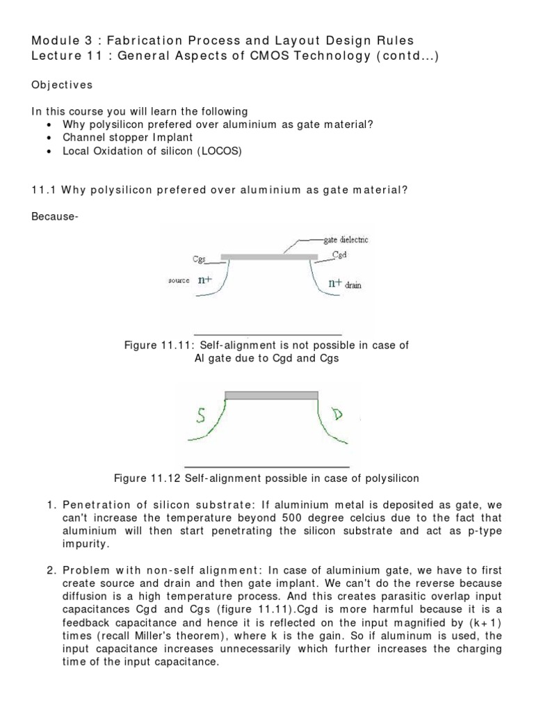 Module 3: Fabrication Process and Layout Design Rules Lecture 11 ...