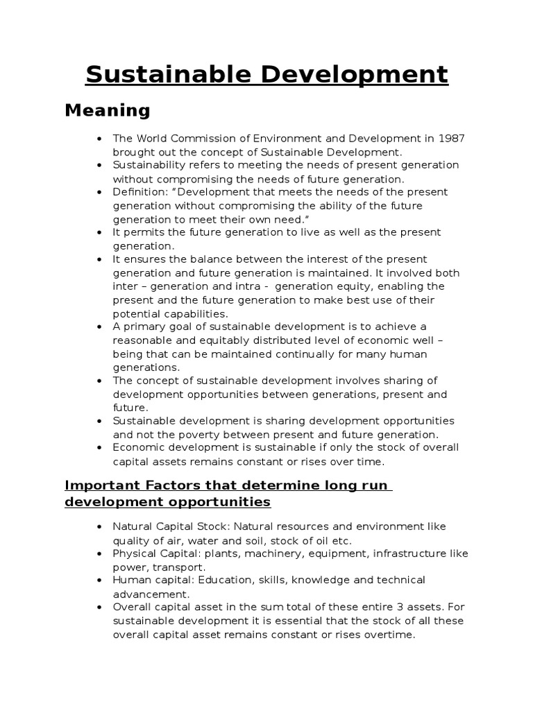 Sustainable Development: Meaning | PDF | Sustainability | Sustainable ...