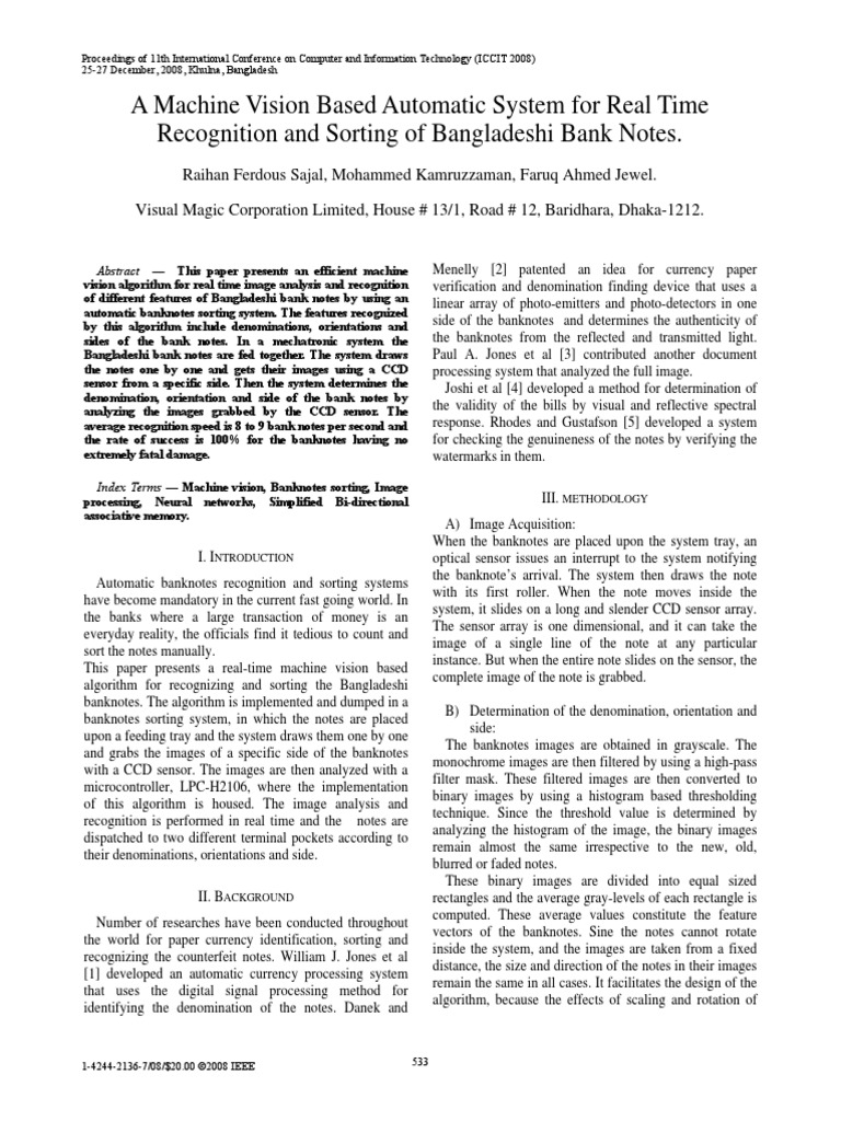 A Machine Vision Based Automatic System For Real Time Recognition and Sorting of Bangladeshi ...