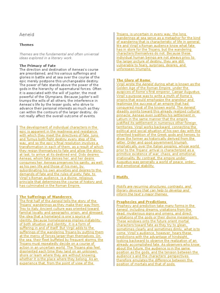 Aeneid And Iliad Characters And Themes Pdf Aeneid Hector