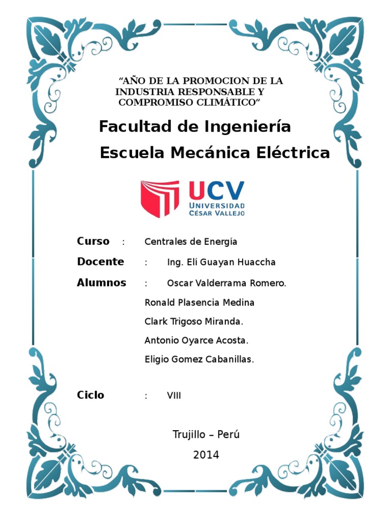 Carátula UCV para Centrales de Energía | PDF | Ciencia y matemáticas ...