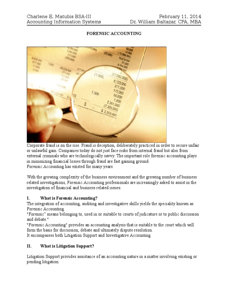 FORENSIC ACCOUNTING - Accounting Information Systems | PDF | Certified ...