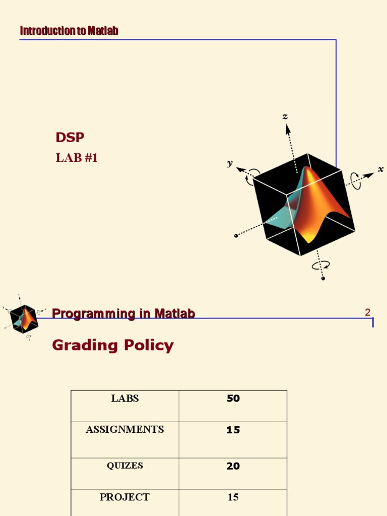 DSP LAB #1: Introduction To Matlab | PDF | Matlab | Matrix (Mathematics)