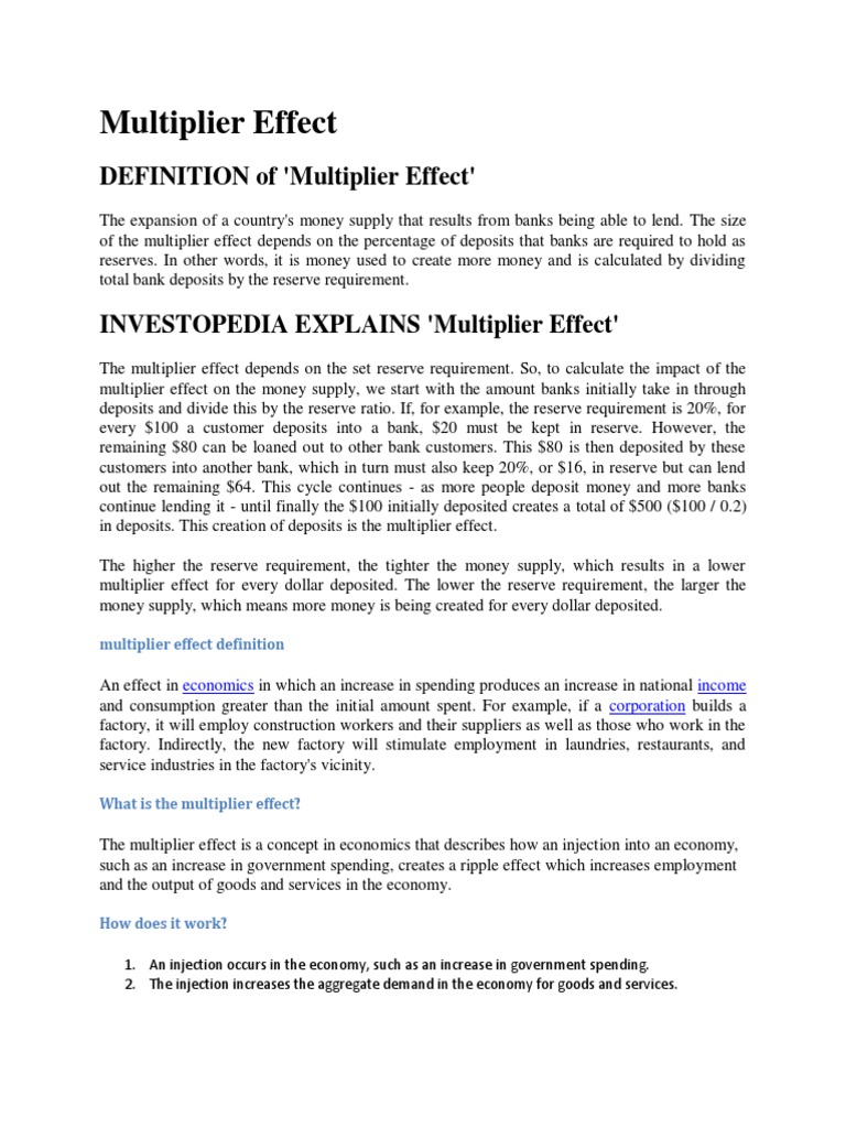 Multiplier Effect | PDF | Fiscal Multiplier | Aggregate Demand