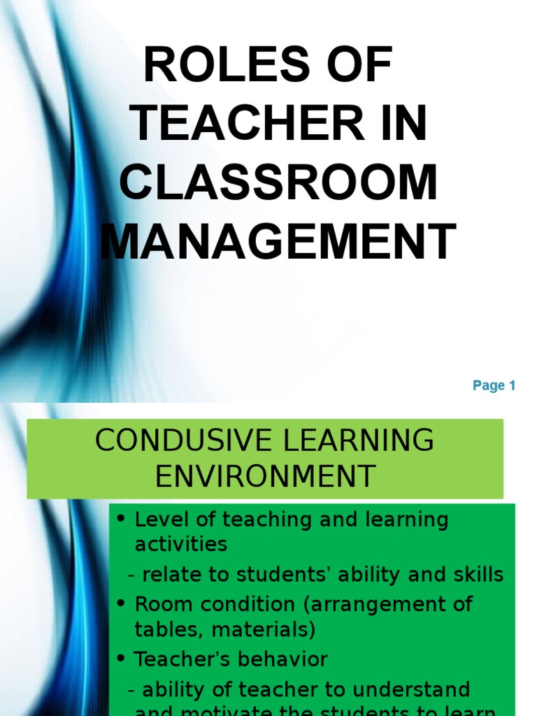 Roles of Teacher in Classroom Management | PDF | Educational Assessment ...