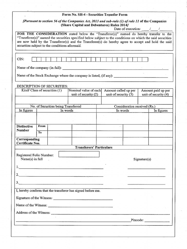 Share Transfer Form - SEBI BSE India | PDF | Stock Market | Financial ...