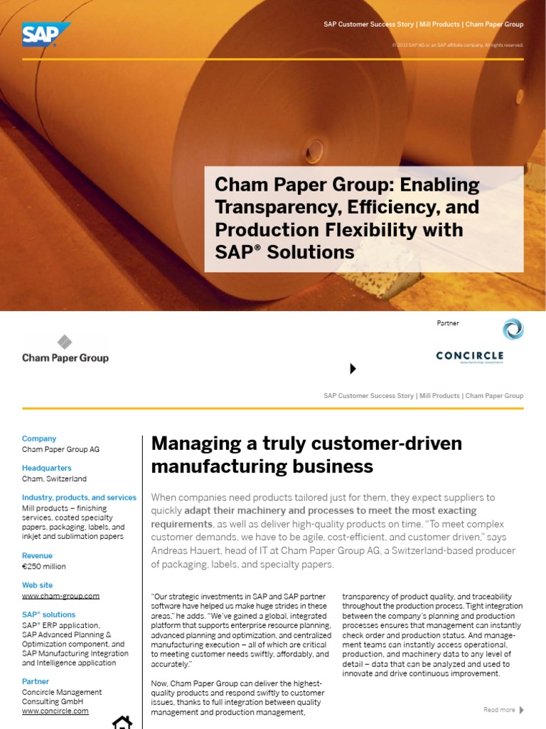 Cham Paper Group: Enabling Transparency, Efficiency, and Production Flexibility With SAP ...