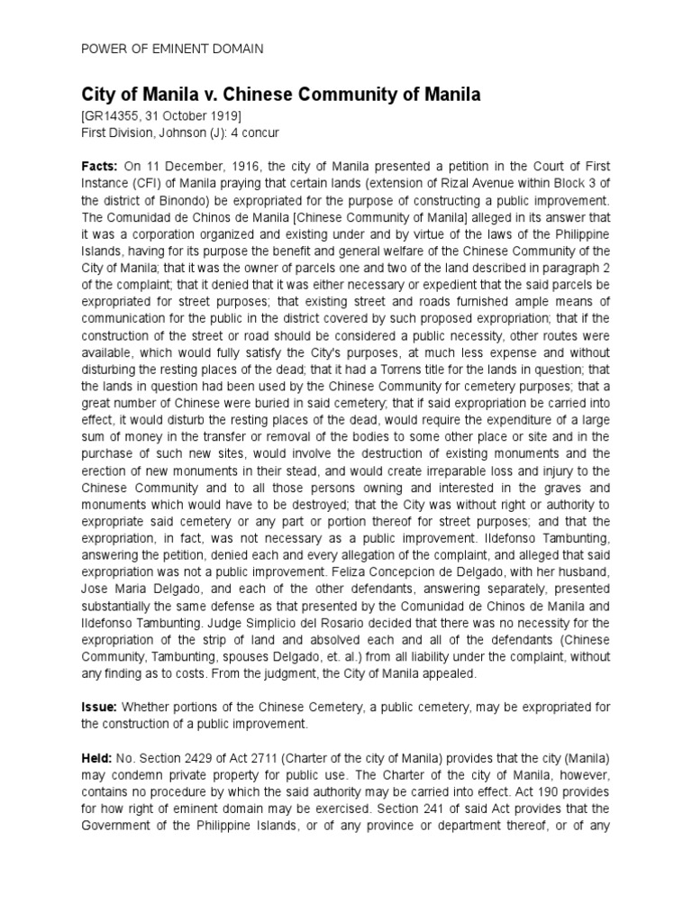 Case Digest - Eminent Domain | PDF | Eminent Domain | Easement