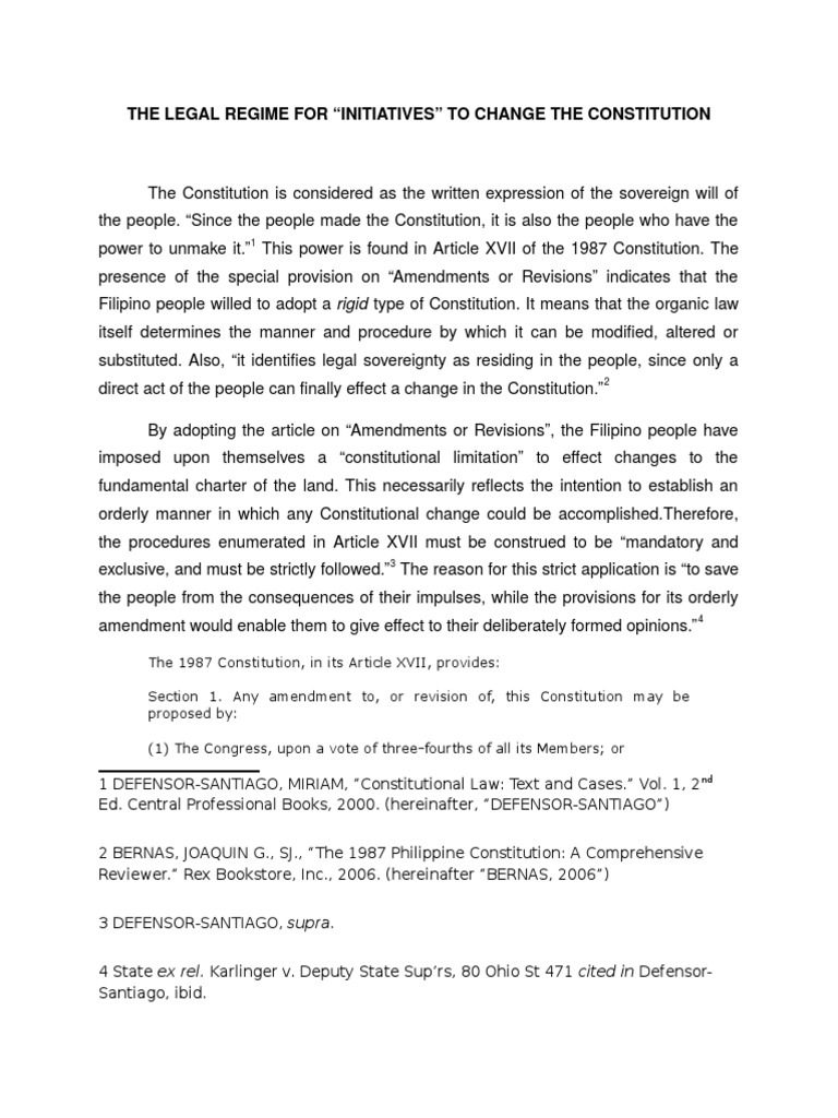 Legal Regime For Peoples Initiative | PDF | Initiative | Constitutional ...