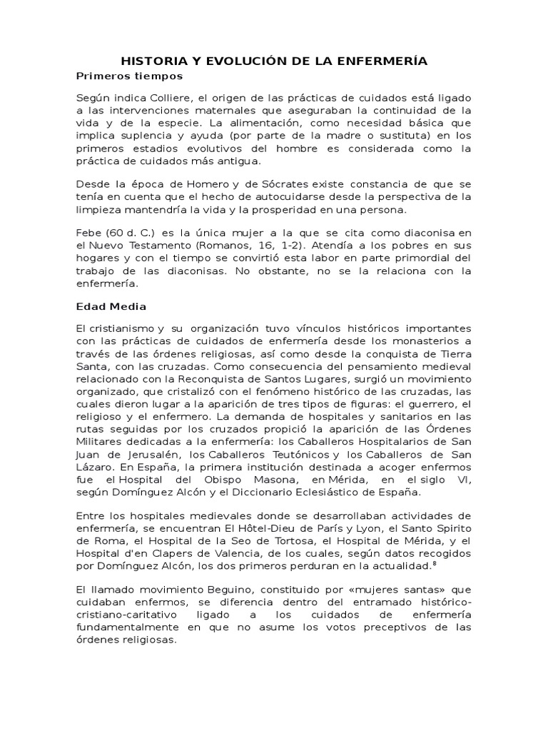 Evolución Histórica De La Enfermería Pdf Pitágoras Enfermería
