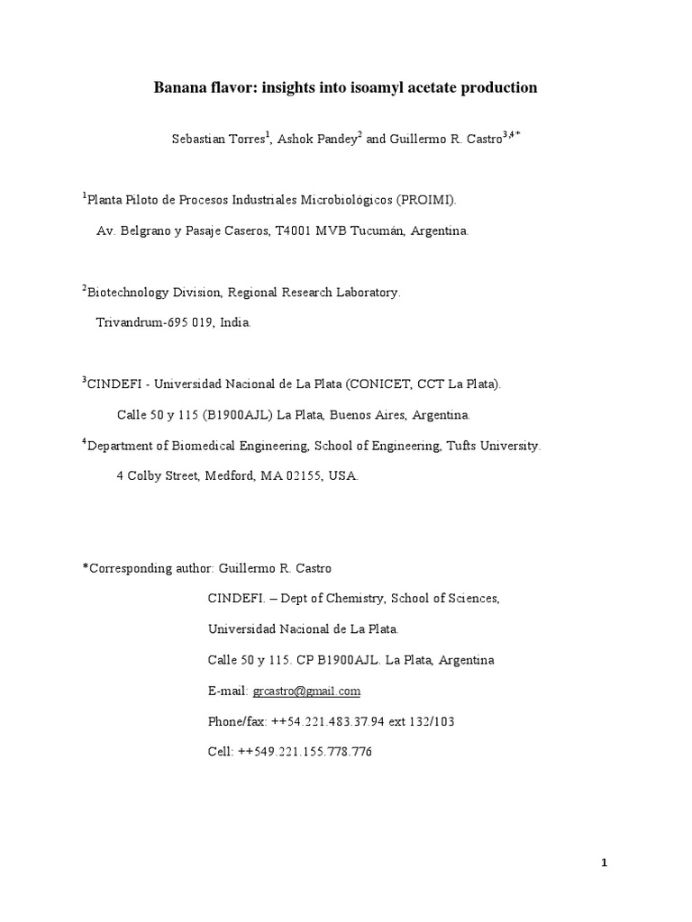 Banana Flavor - Insight | PDF | Yeast | Ester