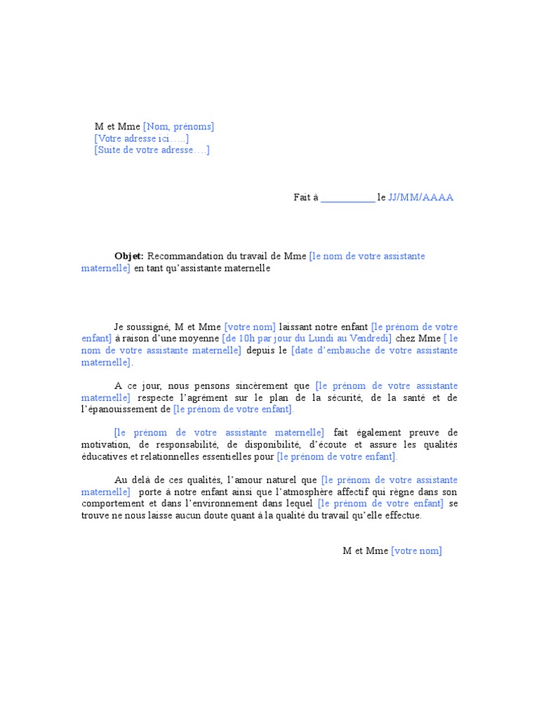 Exemple de Lettre de Recommandation | PDF