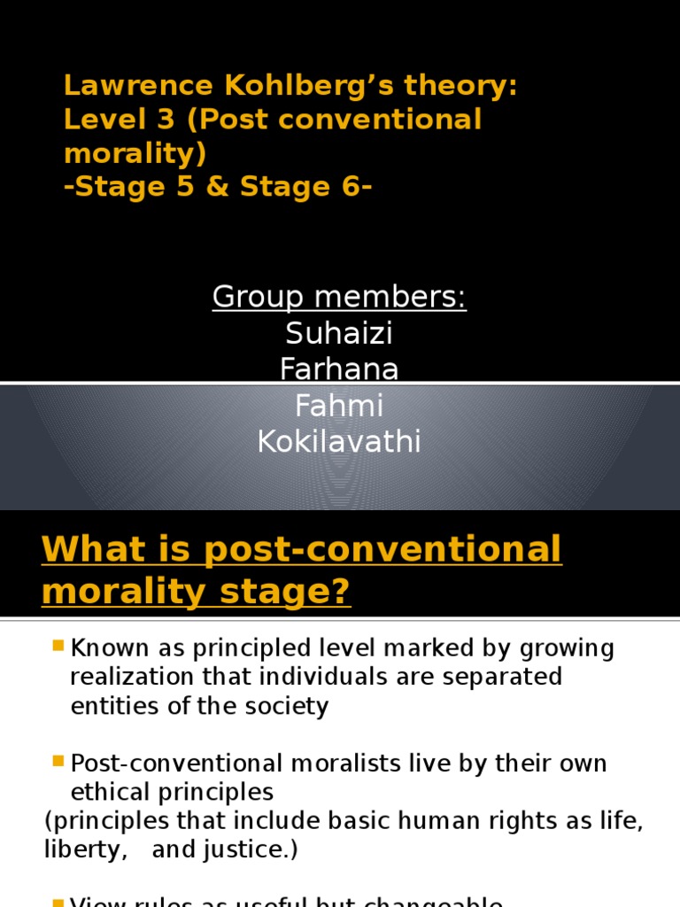 Kohlberg's Stages: Post-Conventional Morality | PDF | Social ...
