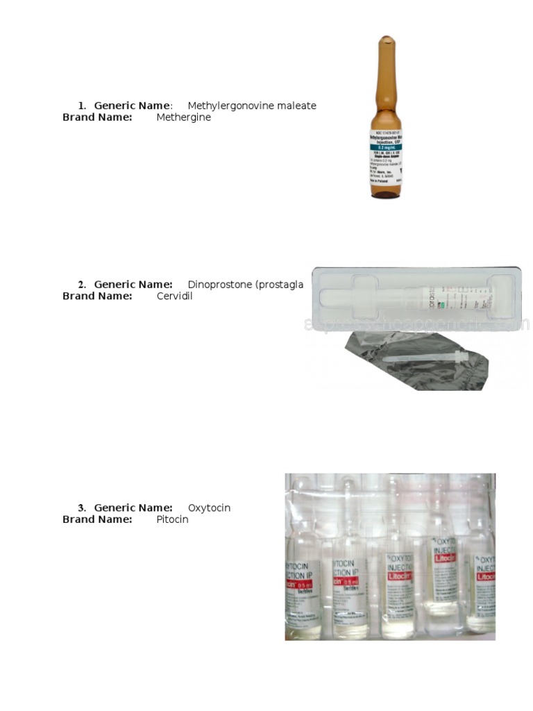 Generic Name: Brand Name:: Methylergonovine Maleate Methergine | PDF ...