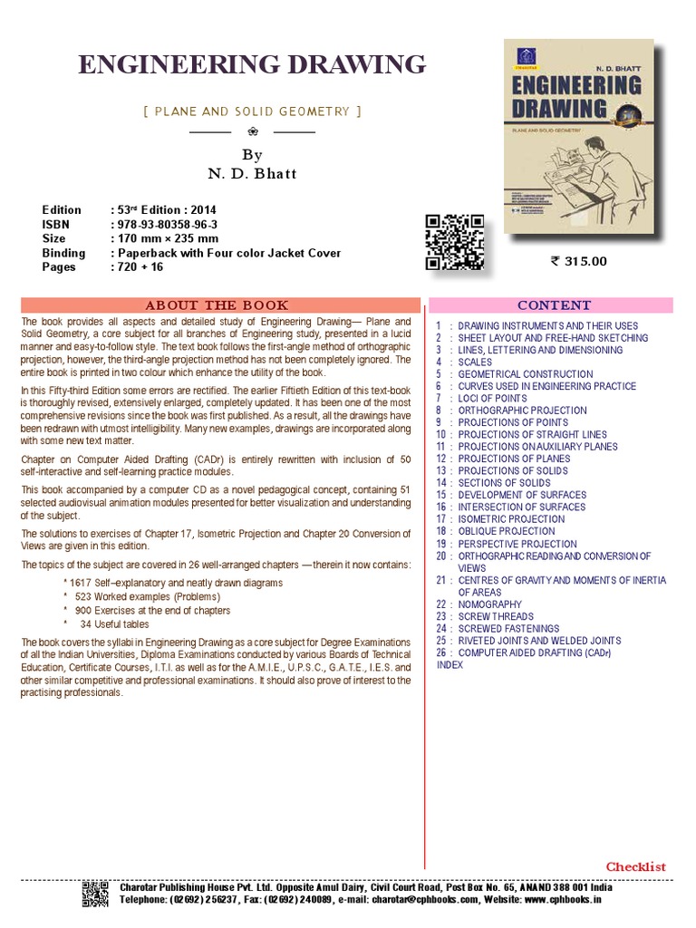 N.D. Bhatt Engineering Drawing Guide | PDF | Perspective (Graphical ...