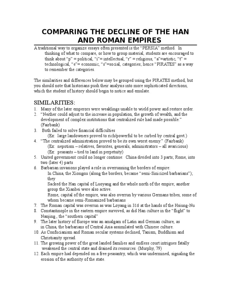Comparing The Decline of The Han and Roman Empires | PDF | Byzantine ...