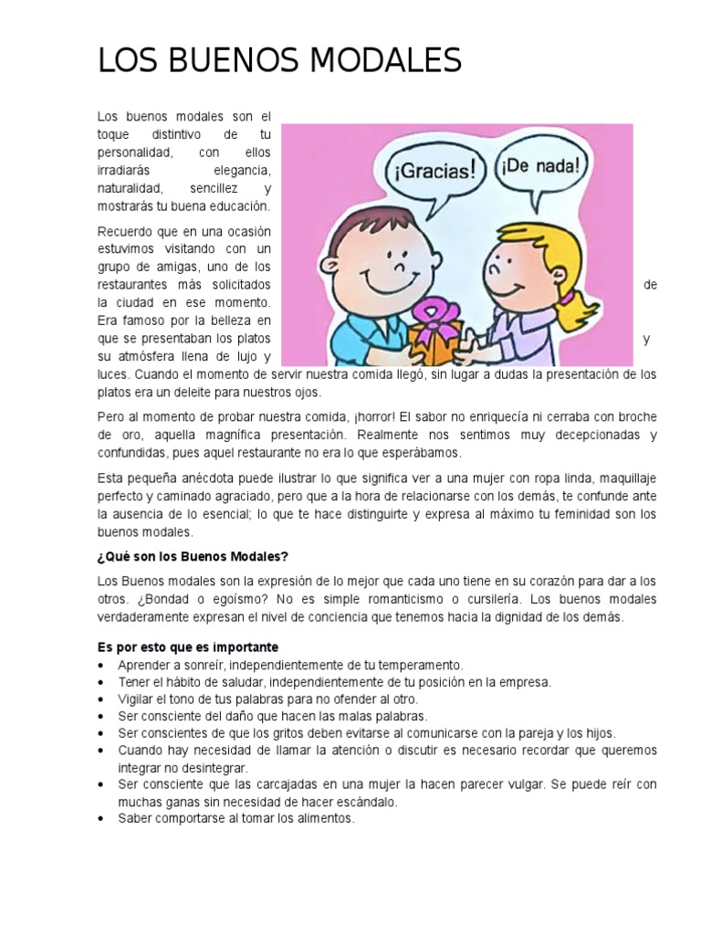 Ejemplos De Malos Modales