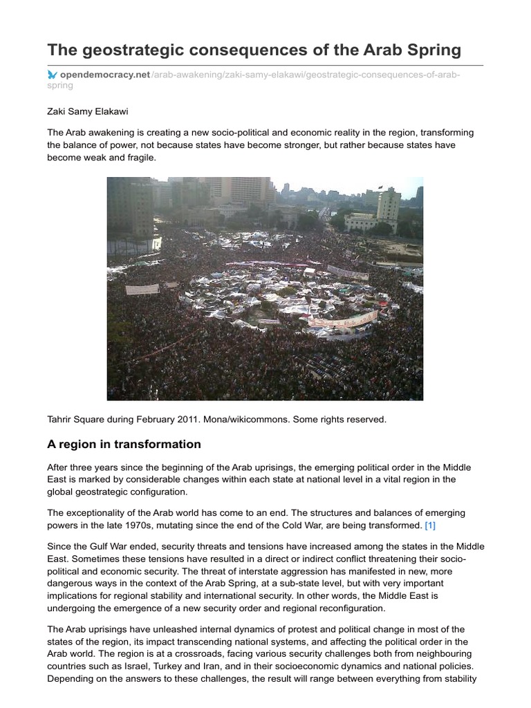The Geostrategic Consequences of The Arab Spring | PDF | Sectarianism ...