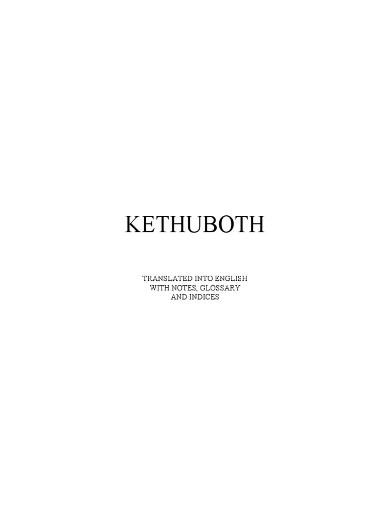 Kethuboth: Laws of Marriage and Rights | PDF | Wife | Marriage