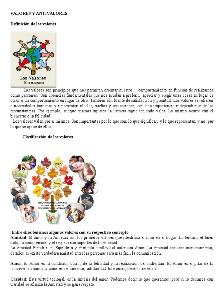 Valores y Antivalores | PDF | Tolerancia | Amor
