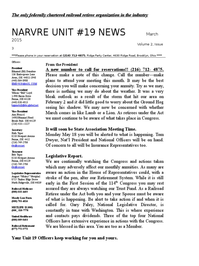 NARVRE Unit #19 March 2015 Update | PDF | Economy Of The United States ...
