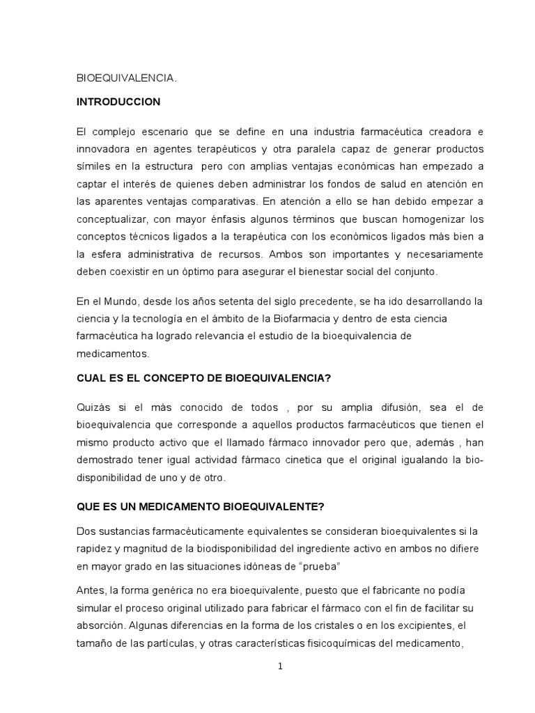 Bioequivalencia Final | PDF | Medicamentos con receta | Droga Farmacéutica