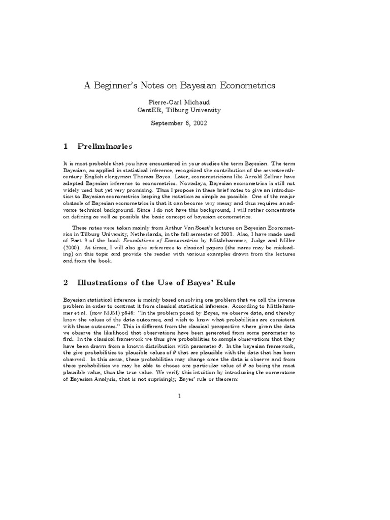 A Beginner's Notes On Bayesian Econometrics (Art) | PDF | Loss Function ...